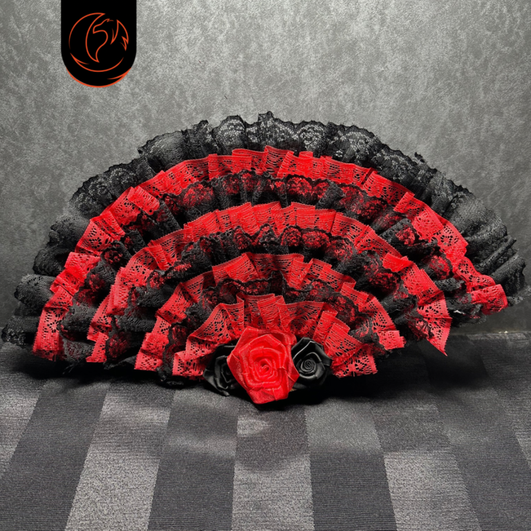 Leque Vermelho e Preto - VLK Casa Mistica